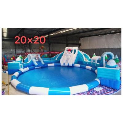 China Custom Commercial Inflatable Floating Island Huge 6 Person Unicorn Party Island 500*420cm for sale