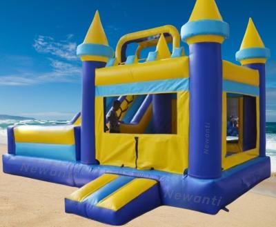 China Flame Retardant Inflatable Bounce Combo Blue Bounce Castle with Slide and Accessories for sale