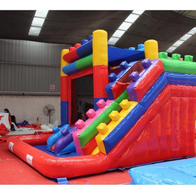 China Custom Logo Printed Jump House Inflatable Bouncer Jumping Castle With Slide 14 Years up for sale