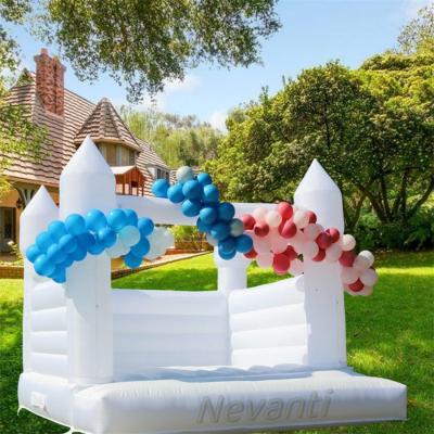 China Design White Castle Custom Logo Printed 4x4 3x3 Double Slide Bouncy White Castles for sale