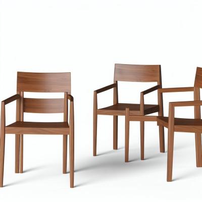 Chine Ensemble de 4 chaises de salle à manger contemporaines en bois avec 2 fauteuils à vendre