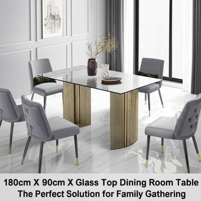 Cina 180cm X 90cm X 75cm Tavolo da pranzo in vetro La soluzione perfetta per la riunione in famiglia in vendita