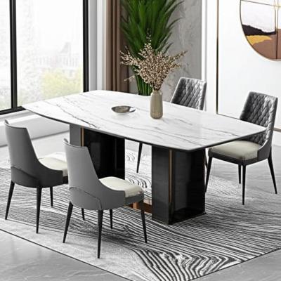 Cina 6 Capacità di posti a sedere Tavolo da pranzo in ceramica marmorea con un design moderno e elegante in vendita