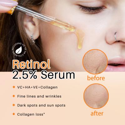 China Soro do enrugamento da vitamina C do Retinol 2,5% dos cuidados com a pele o anti remove o colagênio dos pontos escuros à venda