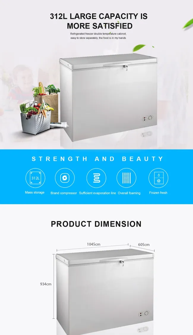 312L Single Door Commercial Restaurant Use Big Refrigerator Chest Freezer Model Bd/Bc-312q