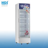 China 350L de ventilador de puerta de vidrio eficiente enfriamiento de vitrina vertical refrigerador con luz LED en venta