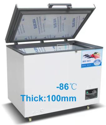 China 88L -86c laagtemperatuurvriezer van roestvrij staal Innerlijk 10 mm schuimende deur koelvriezer Dw-86W188 Te koop