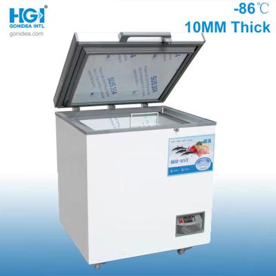 China 88L -86c laagtemperatuurvriezer van roestvrij staal Innerlijke 10 mm schuimende deur koelvriezer Dw-86W88 Te koop