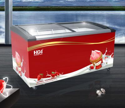 China CCC Meat Display Deep Freezer 248 Liter Glass Top Ice Cream Freezer for sale
