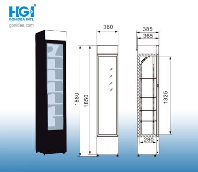 China 105L Drink Fridge Display Upright Showcase Cooler OEM ODM with Slim Door for sale