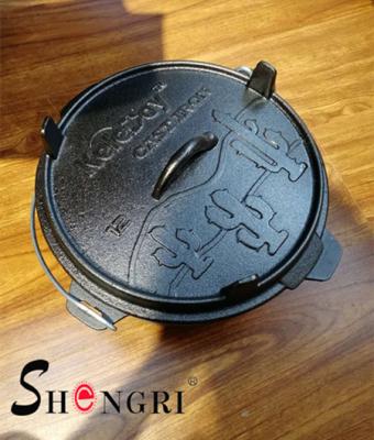 China 2-6qt 8-12inch Outdoor Camping Double Used Pre-Seasoned Cast Iron Dutch Oven with 3 Legs for sale