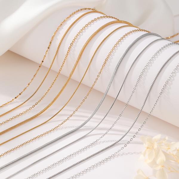 Quality Stainless Steel 18k Gold Plated Necklace Silver Necklace Chopin Starry Sky Clavicle Box Chain Pendant for Diy Jewelry Making for sale