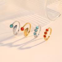 Quality 18k Gold Stainless Steel Turquoise Ring Understated Luxury Fashionable Versatile for sale