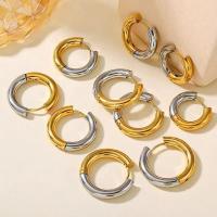 Quality Stainless Steel Two Tone Electroplated Smooth Coil Round Earrings Available in for sale