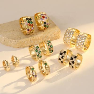 China Fashionable Gold-plated Designer Earrings Hypoallergenic Silver Pin Geometric Zircon Earrings for Women Zircon Hoop Earrings for sale