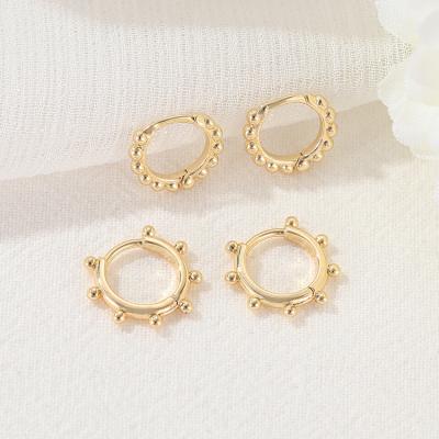 China New Design Fashion Minimalist Jewelry 14K Gold Plated Bead Hoop Earrings for sale