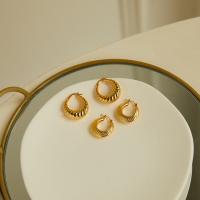 Quality New Style 14K Gold Plated Croissant Shape Stainless Steel Hoop Earrings for sale