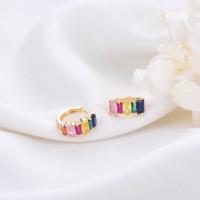 Quality Fashion Design Rainbow Jewelry Hoop Earring 14K Gold Plated Multicolor Zircon for sale
