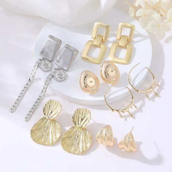 Quality Hot Selling 14K Gold Geometric Irregular Studs Sea Shells Chain Tassel Earrings Fashion Jewelry Gifts for sale