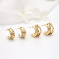 Quality Wholesale 14K Gold Plated Fashion Jewelry Earrings With C Shaped Inlaid Zircon for sale
