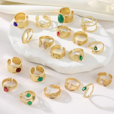 China Wholesale Fashion Zircon Gold Plated Ring Personalized Open Ring Irregular Unisex Ring for sale