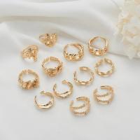 China Brass Simple Design 14K Gold Plated Multi Shape Adjustable Ring for sale