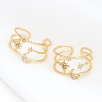 Quality Fashion Design 14K Gold Plated Jewelry Ring Inlaid With Zircon Star Moon Open for sale