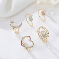 Quality Jiexing Trendy Finger Rings 14K Gold Plated Adjustable Fashion OL Color Zirconia for sale