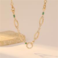 Quality Fashionable Green Zircon Connecting Buckle Necklace Irregular Splicing Necklace for sale