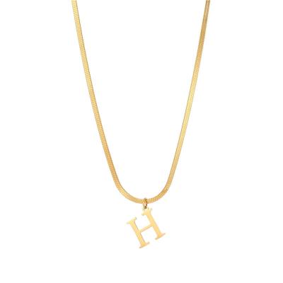 China Factory Snake Bone Stainless Steel Chain Letter H Pendant Bow Necklace PVD Gold Plated Jewelry Necklace Tassel Design for Women for sale