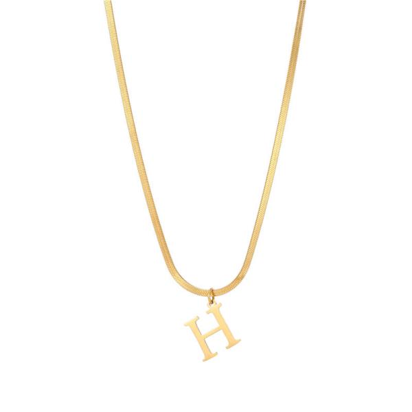 Quality Factory Snake Bone Stainless Steel Chain Letter H Pendant Bow Necklace PVD Gold Plated Jewelry Necklace Tassel Design for Women for sale