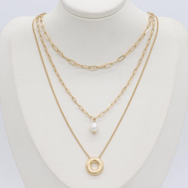 Quality Statement Minimalist Ladies Gold Plated Jewelry Paper Clip Pearl Pendant Long Necklace Wholesale for sale