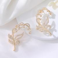 Quality Brass Zircon Chest Temperament Multifunctional Branch Leaf Women's Dress Pin for sale