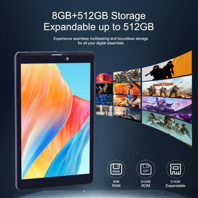 Cina C Idea Portable 8 In Android Tablet PC 8 GB RAM 512 GB Android 12 Tablet IPS HD Display Quad Core CM818-Purple in vendita