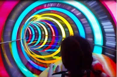 China Waterproof LED Light Shadow Tunnel Water Slide for Aqua Park for sale