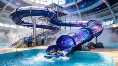 China Space Galaxy Themed Raft Water Slide 14M Indoor Water Park for sale
