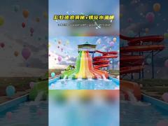 middle aged rainbow wave slide colorful 7-18m in water parks