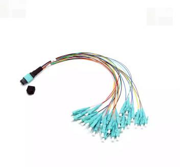 China OM3 24 Core MM 0.9mm Patch Cables MPO Male - LC Fiber Patch Optic Patch Cord for sale