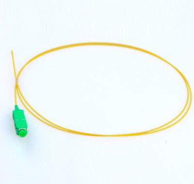 China SC/APC SM simplex 0.9mm Fiber Optic Pigtail yellow color PVC outer cable jacket for sale