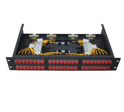 China 48 ports Rack-Mount  19'' 2U Fiber Optic Patch Panel for SC/UPC adapter terminal box black cold-roll steel sheet for sale