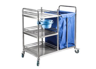 China Three Shelf SS Medical Trolley , Hospital Linen Trolley Stainless Steel for sale