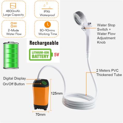 中国 屋外のキャンプのシャワーの再充電可能な電池式の手持ち型の電気ポンプ キャンプのBathのキット 販売のため