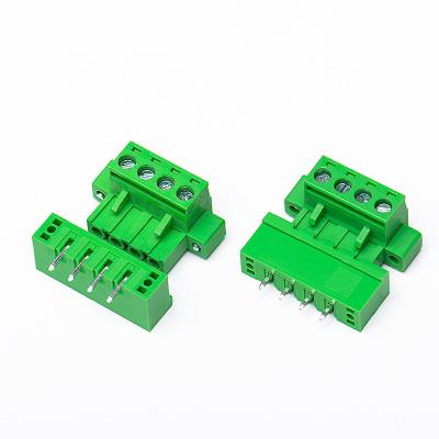 中国 5.08mmピッチPCBの差込式のねじ込み端子のブロックはフランジが付いている直角Pinヘッダーを差し込む 販売のため