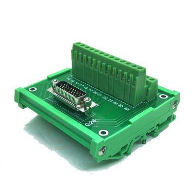 China DB26 D Sub 26 Pin Connector Terminal Block Breakout Board DIN Rail for sale