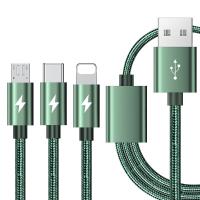 China 3 in 1 Fast Charging USB Type C Cable 5A Data Sync Nylon Braided 120cm for sale