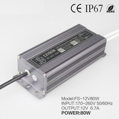 中国 変圧器防水LEDの運転者の電源IP67をつけるDC 12V 80WはLEDのストリップのためのAC170-250Vのアダプターを入れた 販売のため