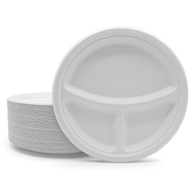 China Custom Retail Package Biodegradable Sugarcane Shrinking Round Plates Biodegradable Bagasse Sugarcane Pulp Dishes for sale