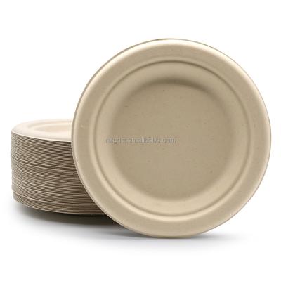 China Biodegradable Compostables Within 90 Day 6 Inches Disposable Biodegradable Disposable Greaseproof Microwave Bagasse Eco-Friendly Dishes Bulk Wholesale for sale