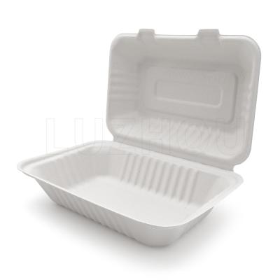 China 900ml Biodegradable 9 Inch Microwave Eco Safe Leakproof Biodegradable Bagasse Disposable Supply Box For Lunch for sale