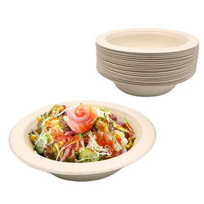 China water repellent & Custom 100% Bagasse Paper Oil-Repellent Biodegradable Baby Tableware 900ml Disposable Packaging Salad Bowl for sale